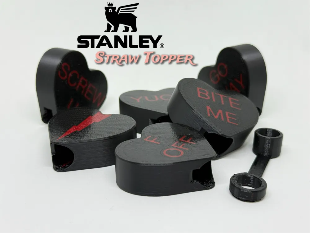 Anti-Valentine's Candy Heart Stanley Straw Topper by Hewstan - MakerWorld