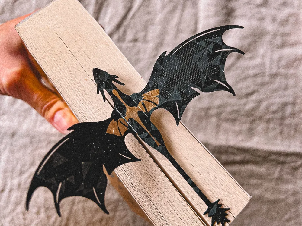 Fourth Wing 3D Golden and Black Dragon Bookmark by Jasons Dreamland ...