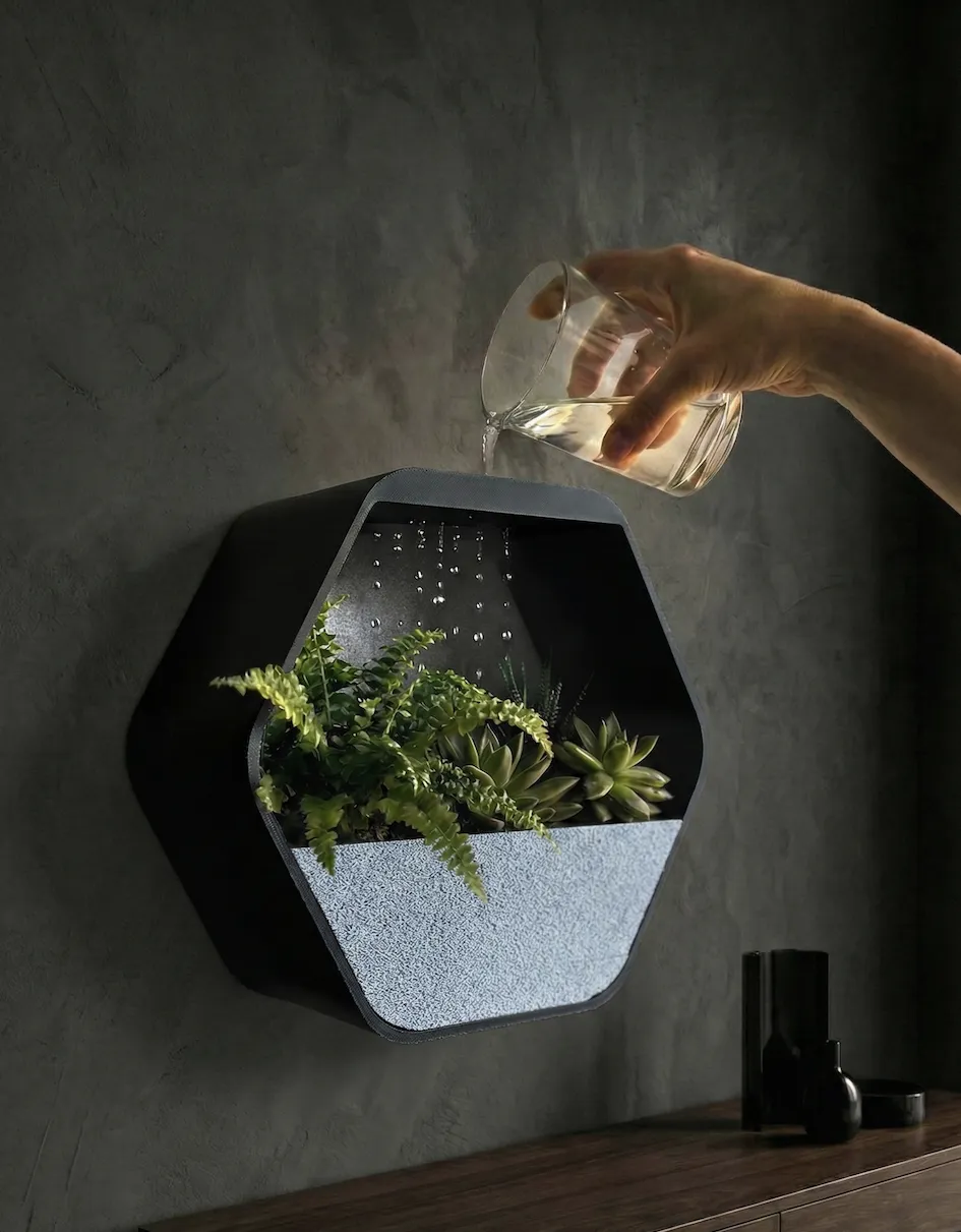 Wall & Table HexaRain | Zen Slow-Drip Planter - Free 3D Print Model ...