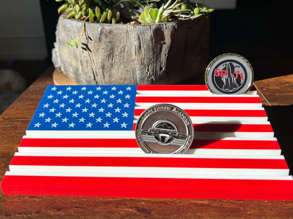 American Flag Challenge Coin Display - Free 3D Print Model - MakerWorld
