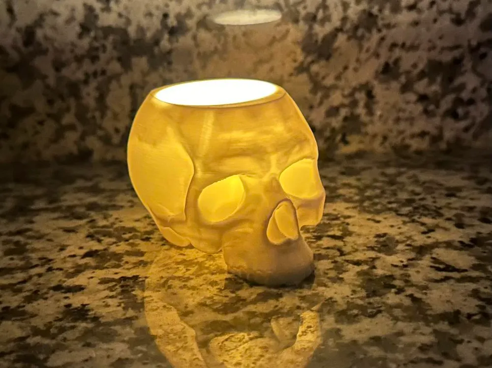 Gothic Jawless Skull LED Tealight Candle Holder by BATTCAVE - MakerWorld