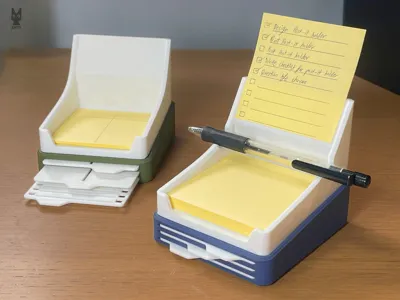 Sticky Note Holder with Stencils - Free 3D Print Model - MakerWorld