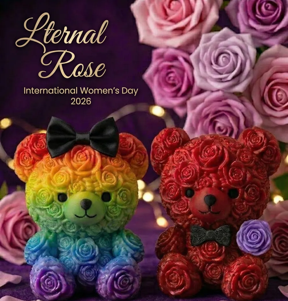 Eternal Rose Teddy Bear - Valentine’s Day Edition - MakerWorld 3D Model ...