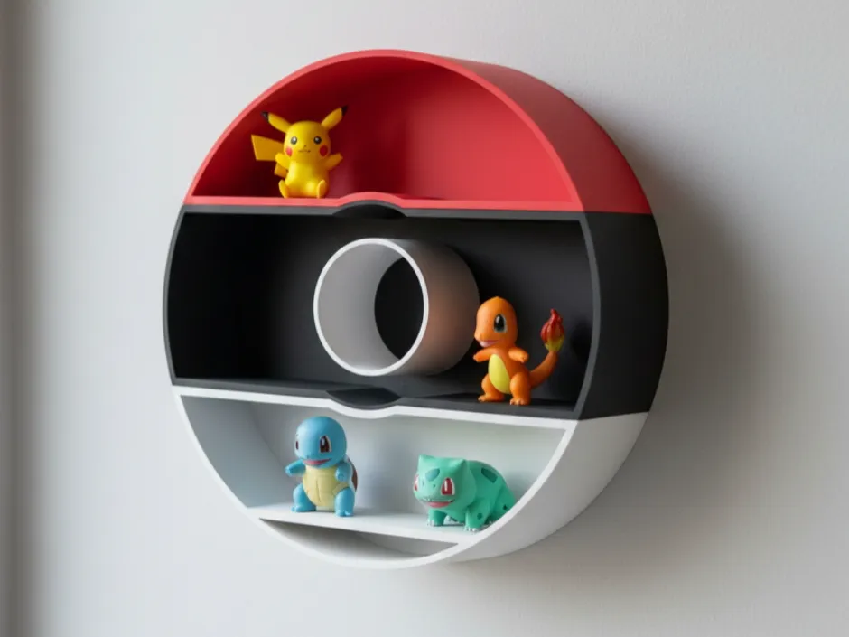PokeBall inspired Wall Shelf – Pokemon (No AMS) - Free 3D Print Model ...