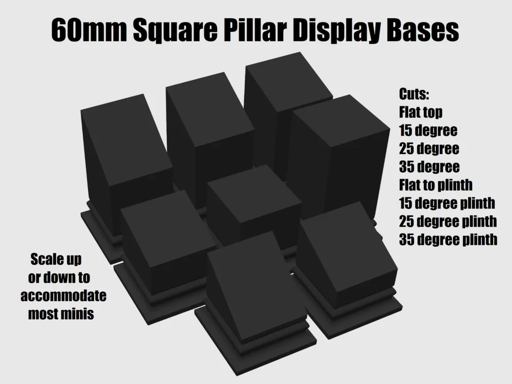 60mm Square Pillar Display Bases - Free 3D Print Model - MakerWorld
