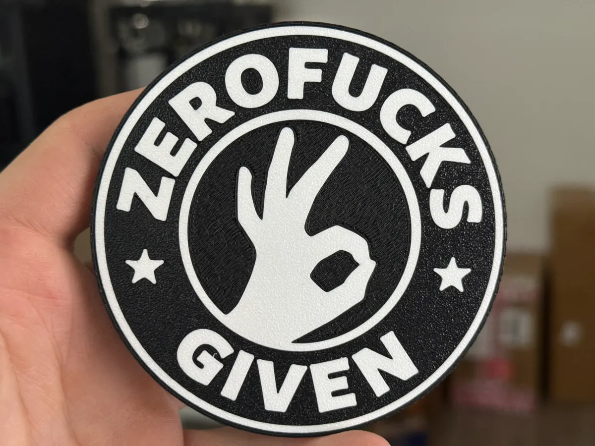Zero Fucks Given coaster - Free 3D Print Model - MakerWorld