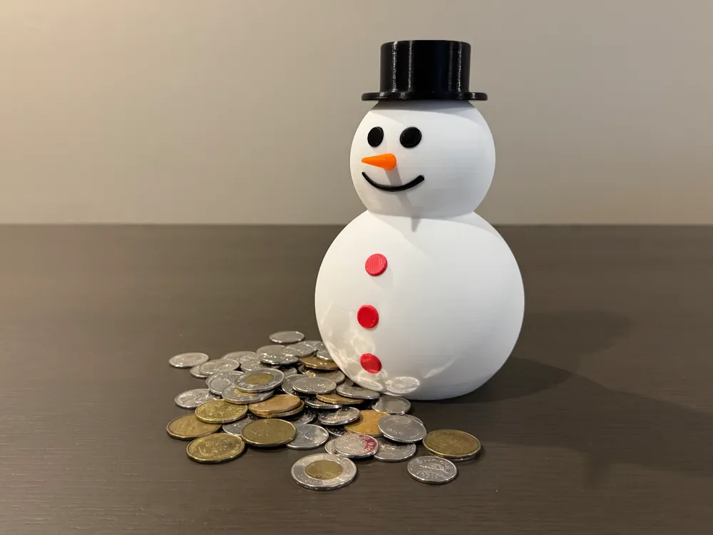Snowman Piggy Bank - Free 3D Print Model - MakerWorld