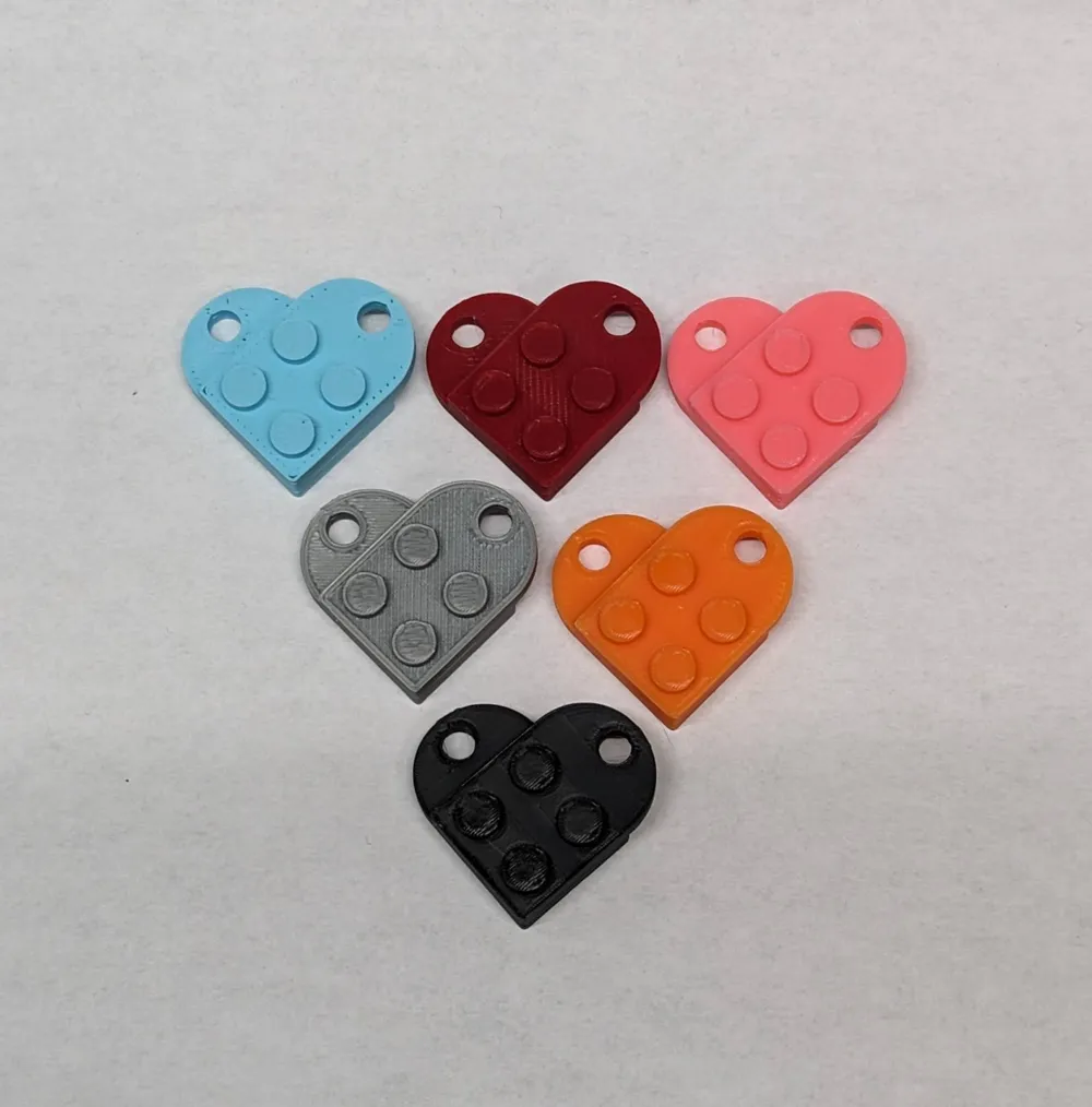 Legos Style Heart Shaped Pendant, Necklace, KeyChain, Charm for ...