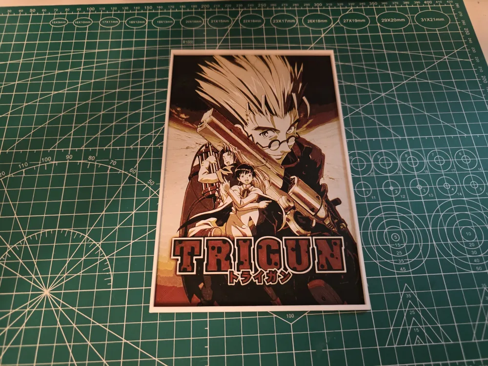 Trigun Anime Poster - Hueforge Art - Free 3D Print Model - MakerWorld