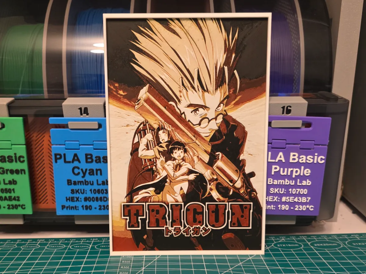 Trigun Anime Poster - Hueforge Art - Free 3D Print Model - MakerWorld