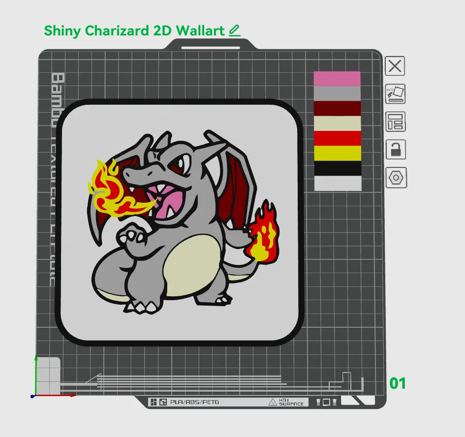 Pokemon - Shiny Charizard - 2D Wallart by Love Prints - MakerWorld