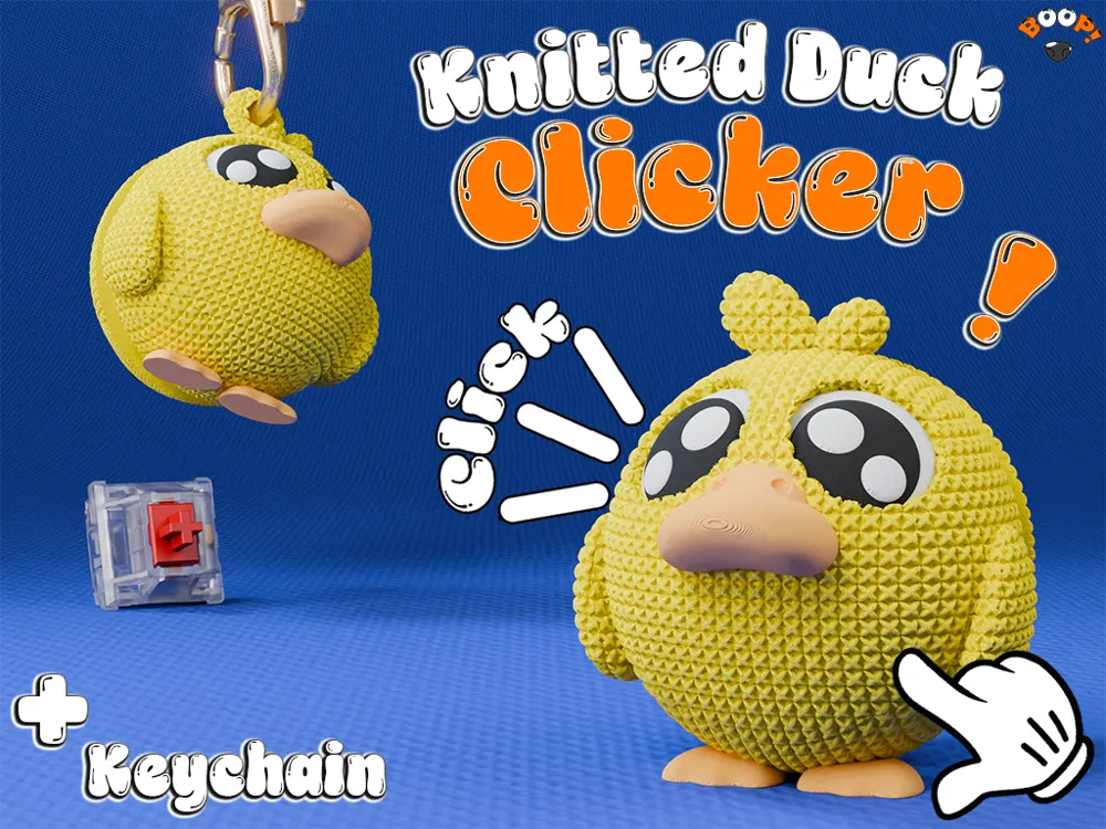 Knitted Duck Fidget Clicker + Keychain - Free 3D Print Model - MakerWorld