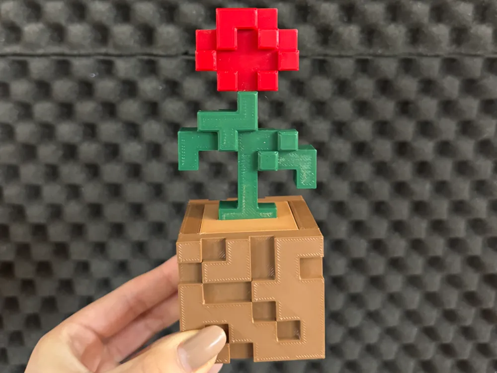 Minecraft flower DIY Puzzle rose - Free 3D Print Model - MakerWorld