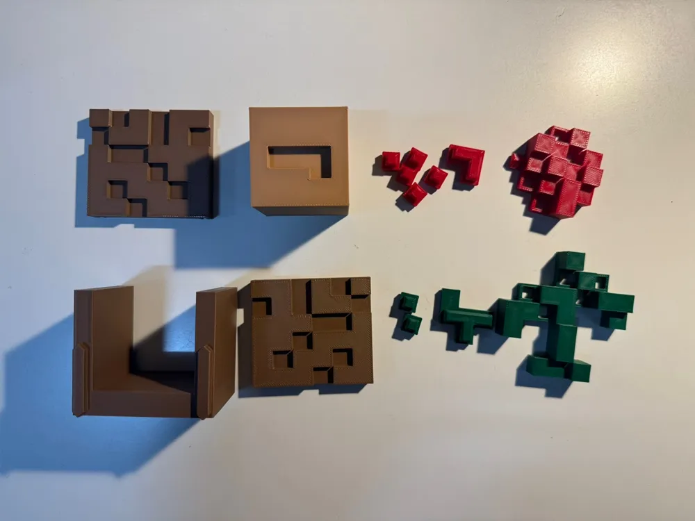 Minecraft flower DIY Puzzle rose - Free 3D Print Model - MakerWorld