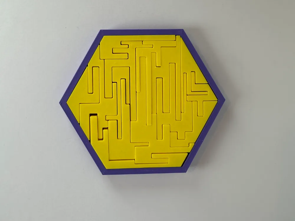 14 piece hexagon puzzle with base by phoenix - MakerWorld