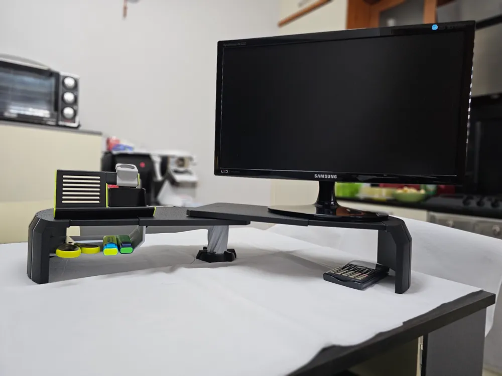 Roto-Extensible Monitor Lifter (+open compartment) by SimonMakerForge ...