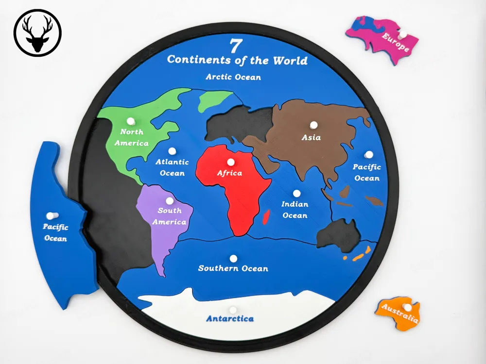 7 Continents Puzzle by Stag 3D MakerWorld: Download Free 3D Models