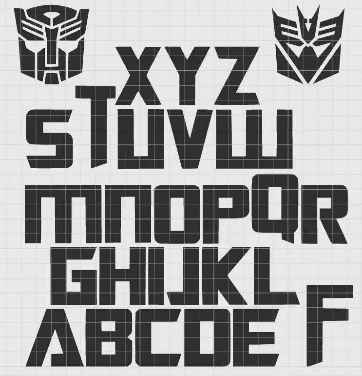 Transformers font – Complete alphabet - Free 3D Print Model - MakerWorld