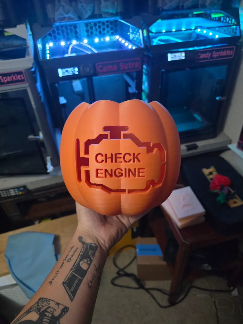 Check Engine Light Pumpkin by The Austin Zombie - MakerWorld