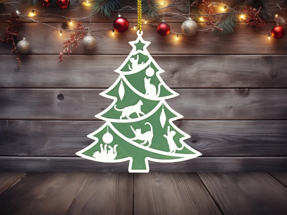 Cat Christmas Tree Ornament by mortickles - MakerWorld