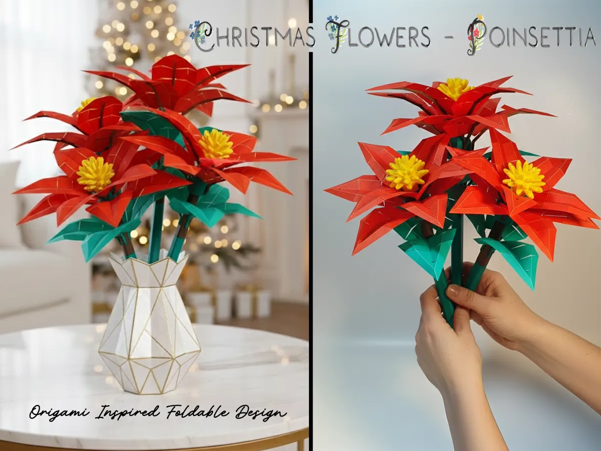 Christmas Flower - Poinsettia (Origami Inspired) by 3DMakerSpace ...