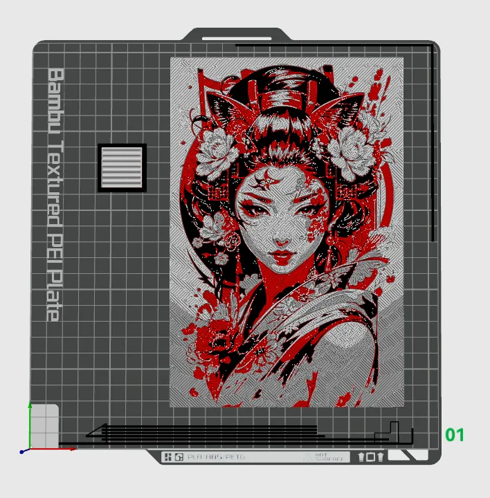Red on White Portrait of a Geisha colored in Hueforge by ...