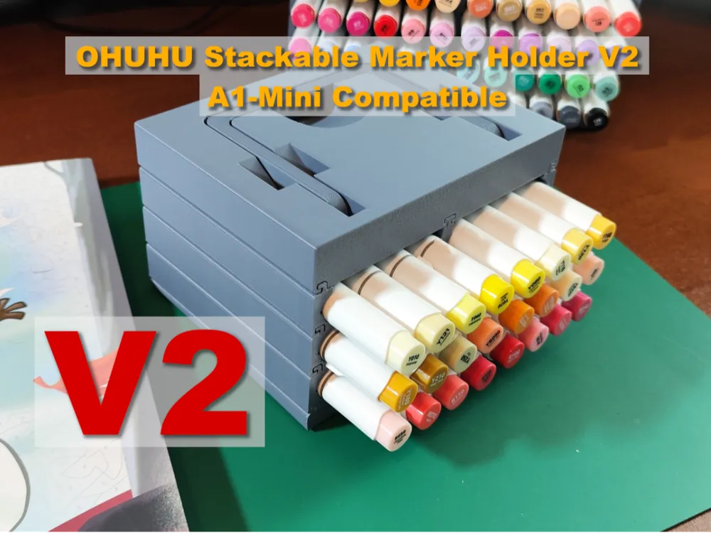 OHUHU Stackable Marker Pen Holder V2 - A1-Mini by Mr.TiePie MakerWorld ...