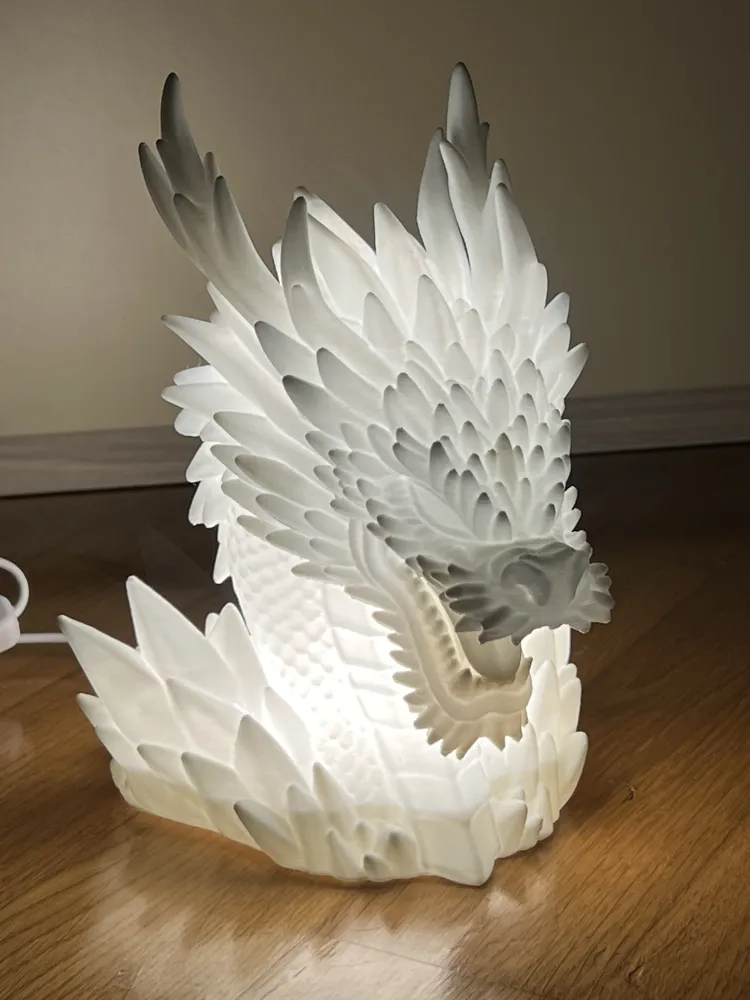 Dragon Bust Lamp - Bambu Led Kit 001 Compatible - Free 3D Print Model ...