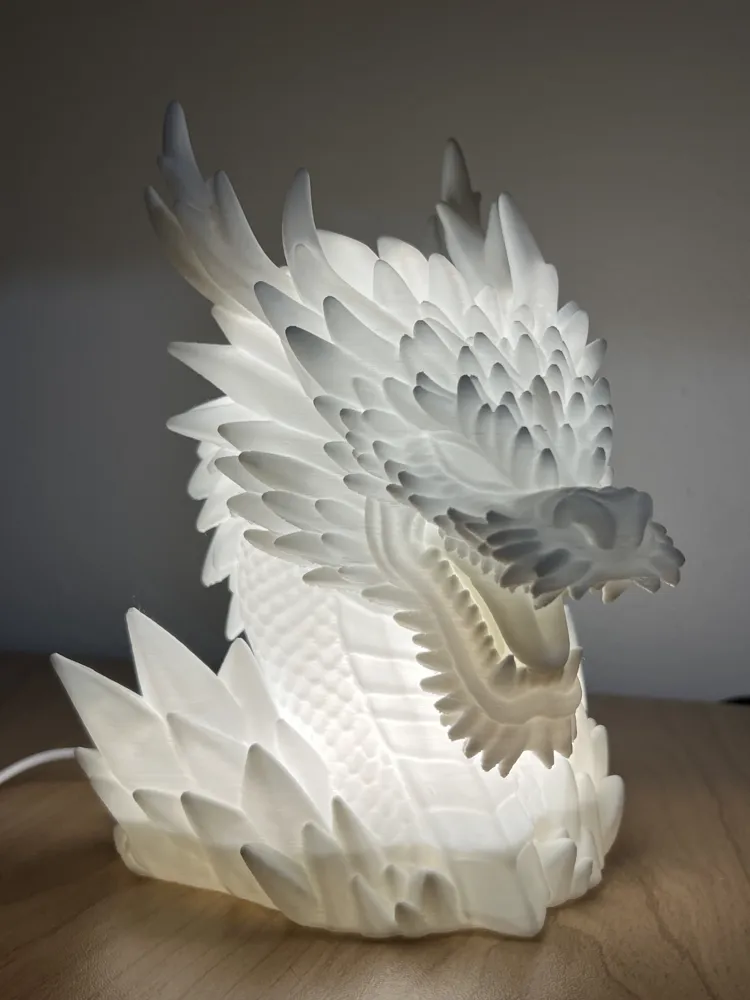 Dragon Bust Lamp - Bambu Led Kit 001 Compatible - Free 3D Print Model ...