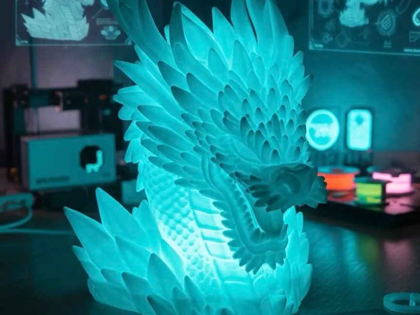 Dragon Bust Lamp - Bambu Led Kit 001 Compatible - Free 3D Print Model ...