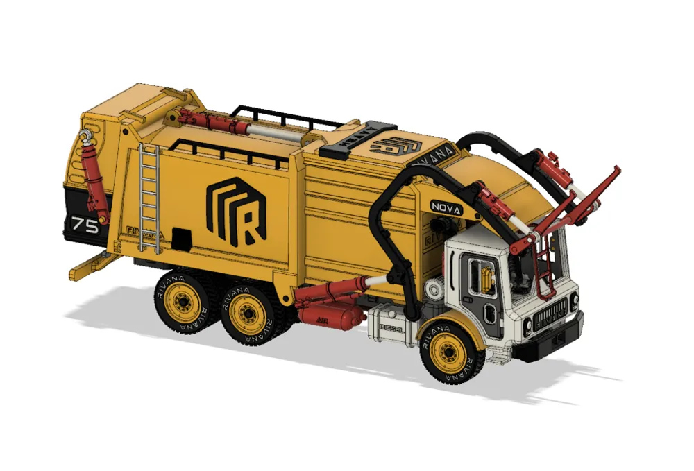 Yellow Front Loading Garbage Truck (Basic) by Black Jack MakerWorld ...