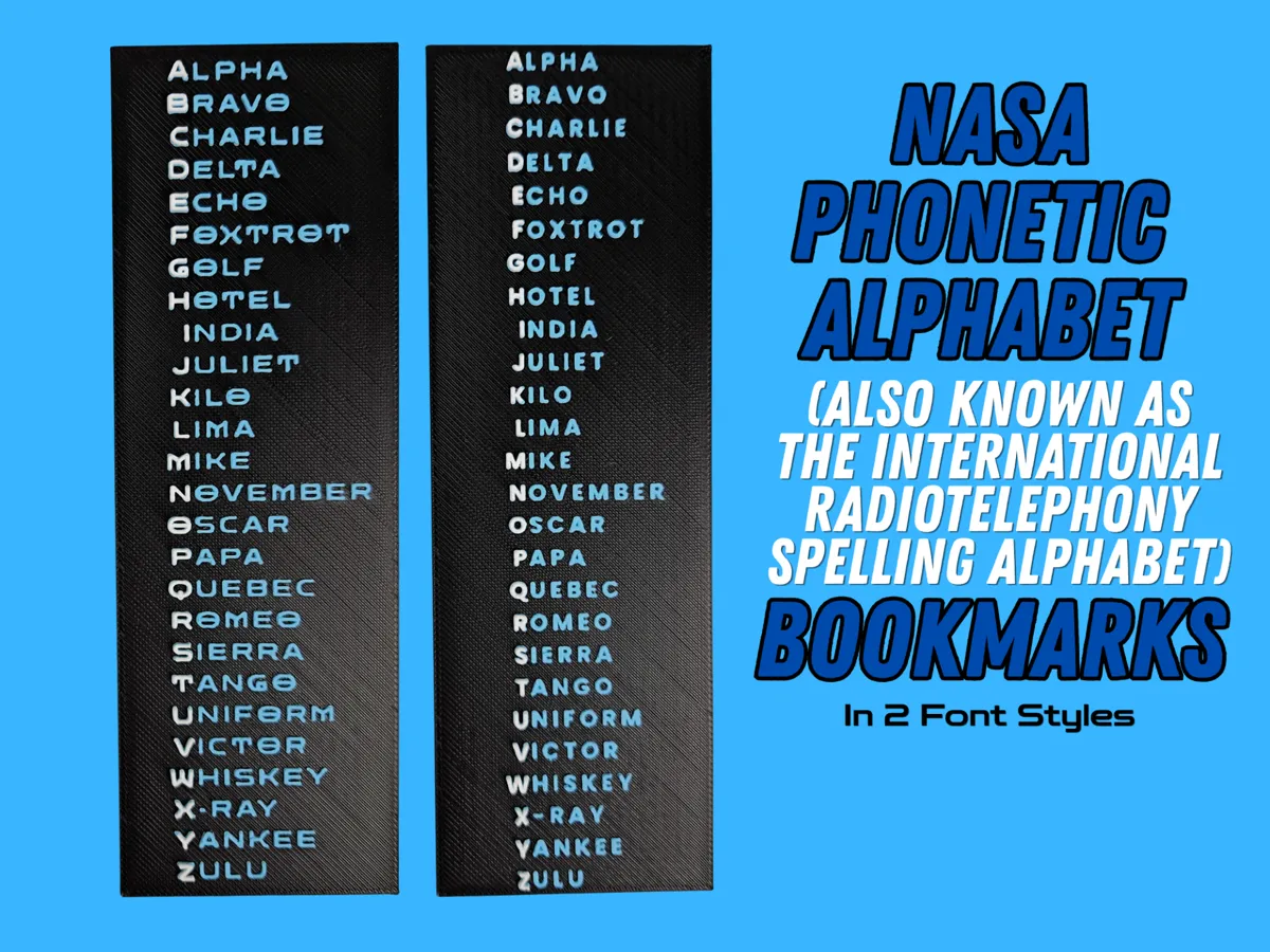 NASA Phonetic Alphabet Bookmark - Free 3D Print Model - MakerWorld