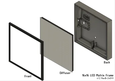 16x16 LED Matrix Frame with Diffuser Grid by fractalnoise - MakerWorld