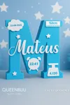 Lightbox Letter M with birth data - Free 3D Print Model - MakerWorld