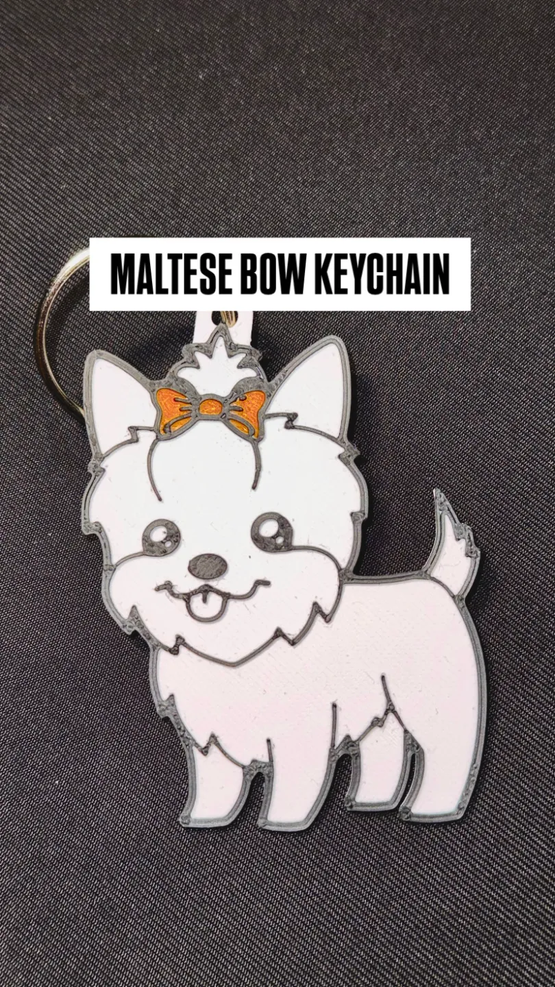 Maltese bow keychain by J_M - MakerWorld