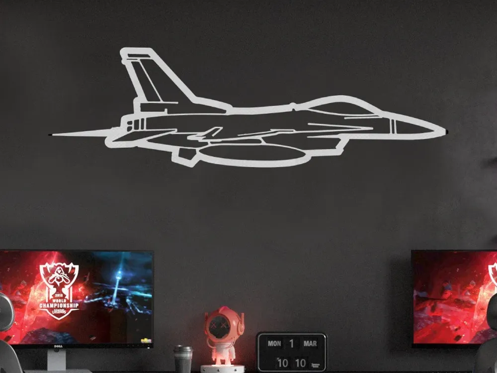 Fighter Jet Outline Wall Art by DK_Sandbox - MakerWorld