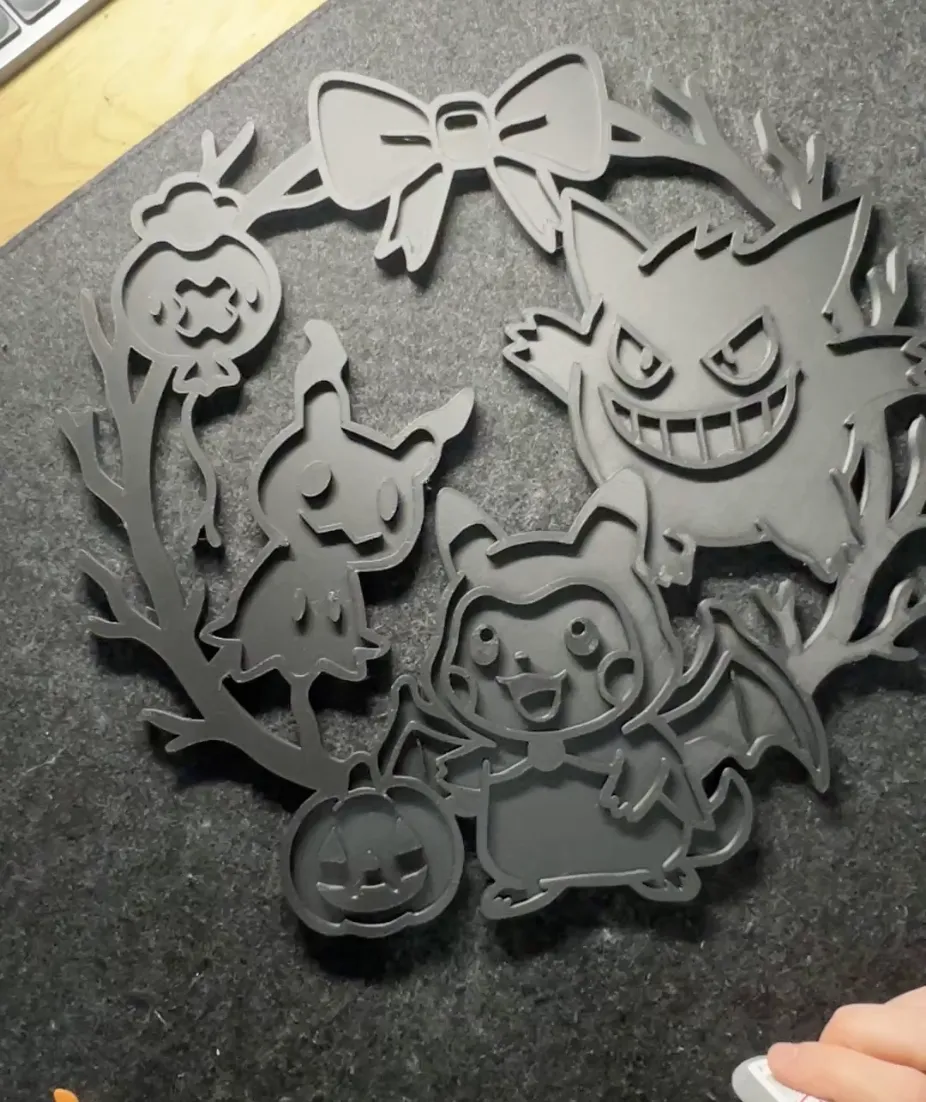 Pokéween Wreath - Gengar, Pikachu, Mimikyu - Free 3D Print Model ...