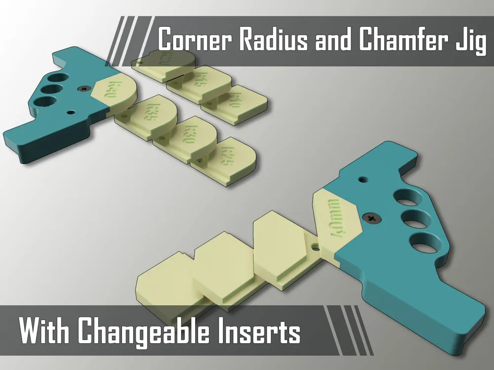 Corner Jig with changeable Radius/Chamfer inserts by warlogh - MakerWorld