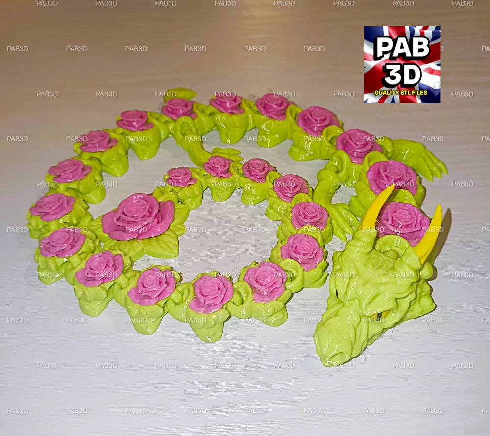 Articulated flexi dragon Roses - Free 3D Print Model - MakerWorld