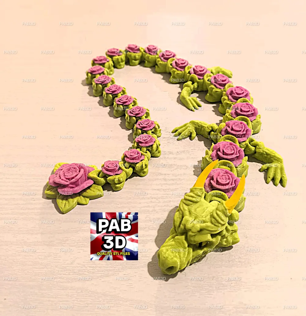 Articulated flexi dragon Roses - Free 3D Print Model - MakerWorld