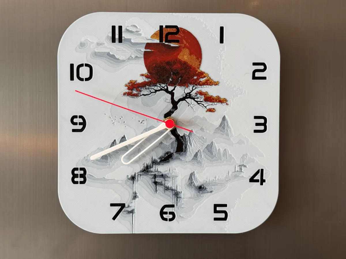 wall / desk clock Sakura Tree - Free 3D Print Model - MakerWorld
