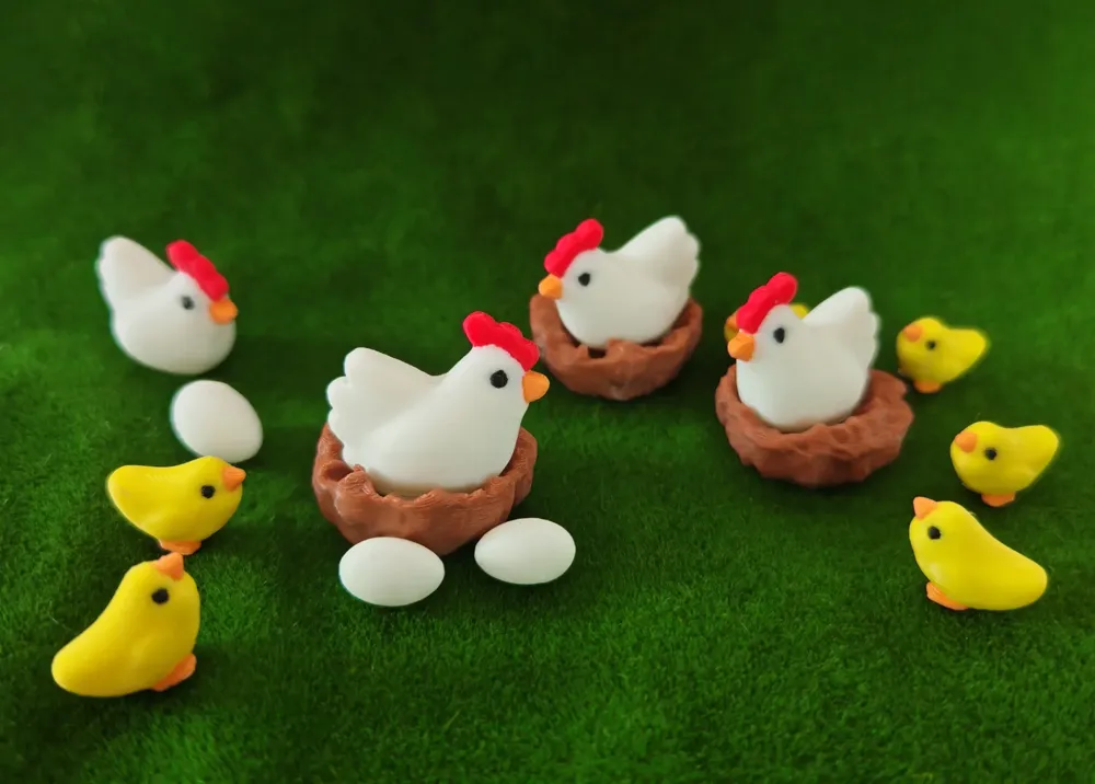 Adorable Miniature Chicken Family Figurines - Free 3D Print Model ...