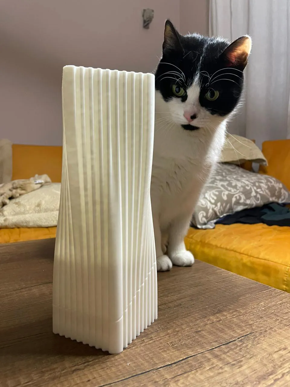 Diagonal Vase with Vertical Striated Design by Ermal Koci - MakerWorld