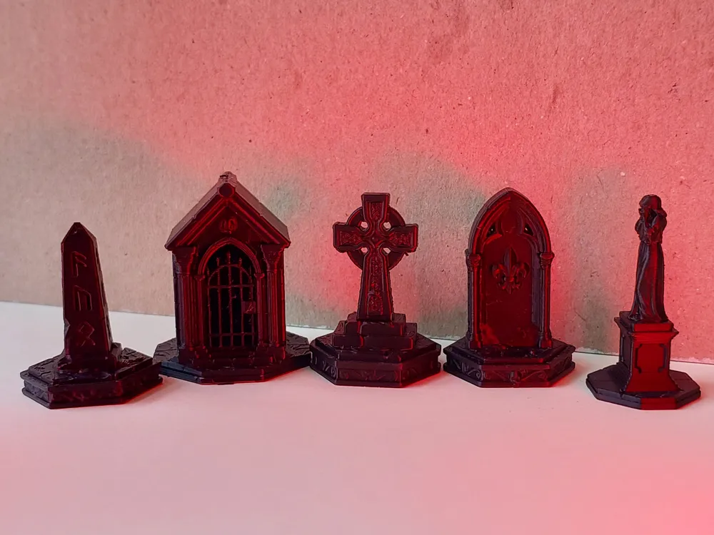 Set of 5 Gravestones & Tomb. Support-Free - Free 3D Print Model ...