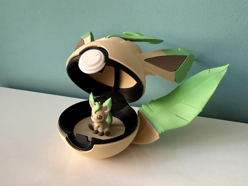 Leafeon Ball - Pokemon - Pokeball Functional - Free 3D Print Model ...