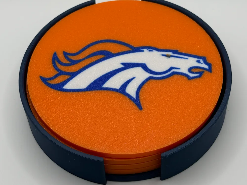Denver Broncos Coaster Set (4) by Carter Custom Creations LLC - MakerWorld
