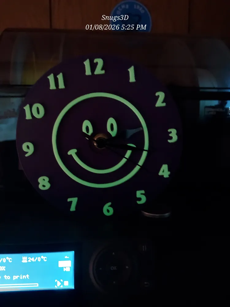 Smiley Face Glow in Dark Clock - Free 3D Print Model - MakerWorld