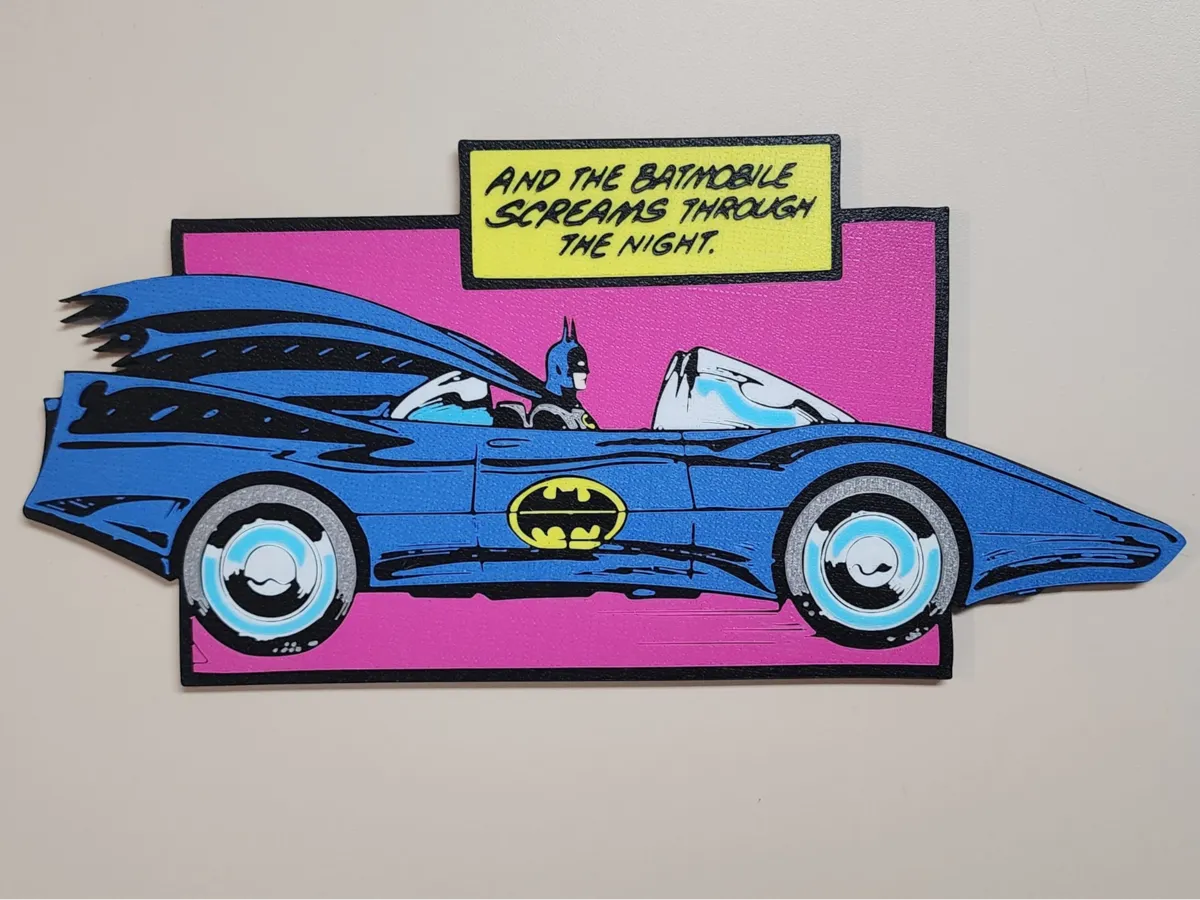 Comic Batmobile Wall Art - Free 3D Print Model - MakerWorld