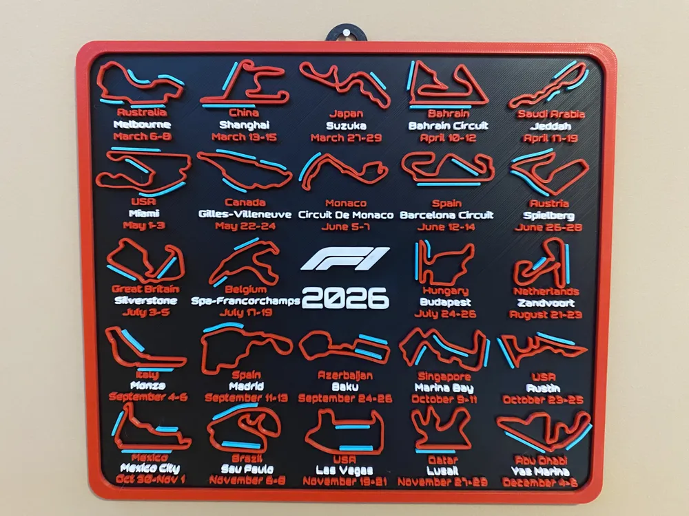2026 F1 Calendar with DRS Zones by ZacharyA1 MakerWorld: Download Free ...
