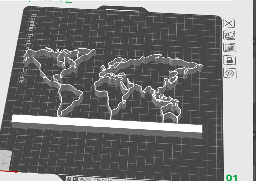 Linear World Map With Base by Geog3D - MakerWorld